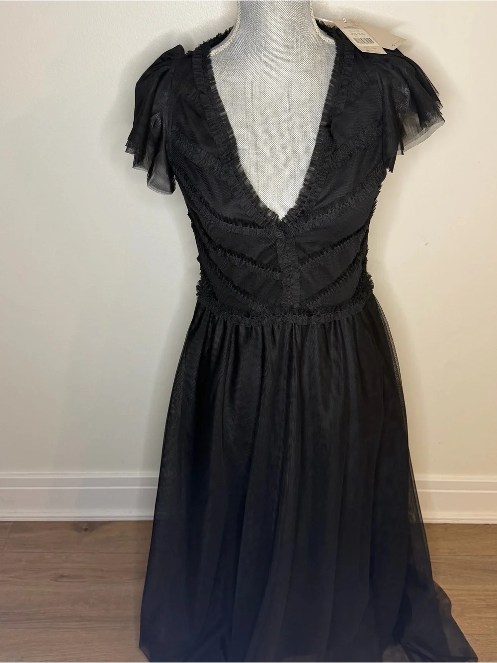 Boden | Dresses | Boden Black Vneck Ruffle Maxi Dress Evening Dress ...